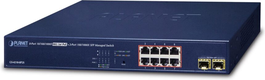 IPv4/IPv6. 8-Port Managed 802.3at POE+ Gigabit Ethernet Switch ...